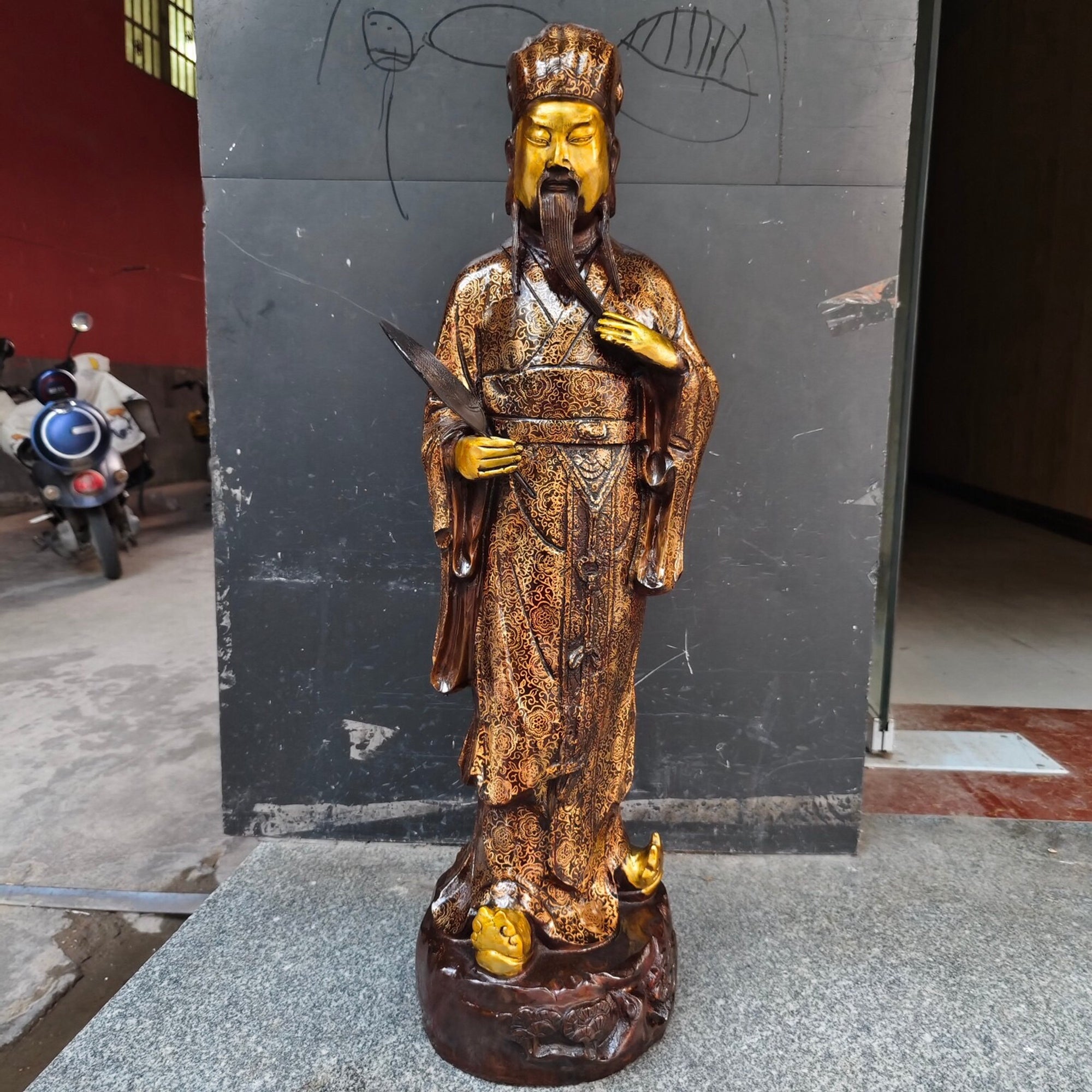 Chinese antique pure copper Zhuge Liang standing statue – yuepingtrade